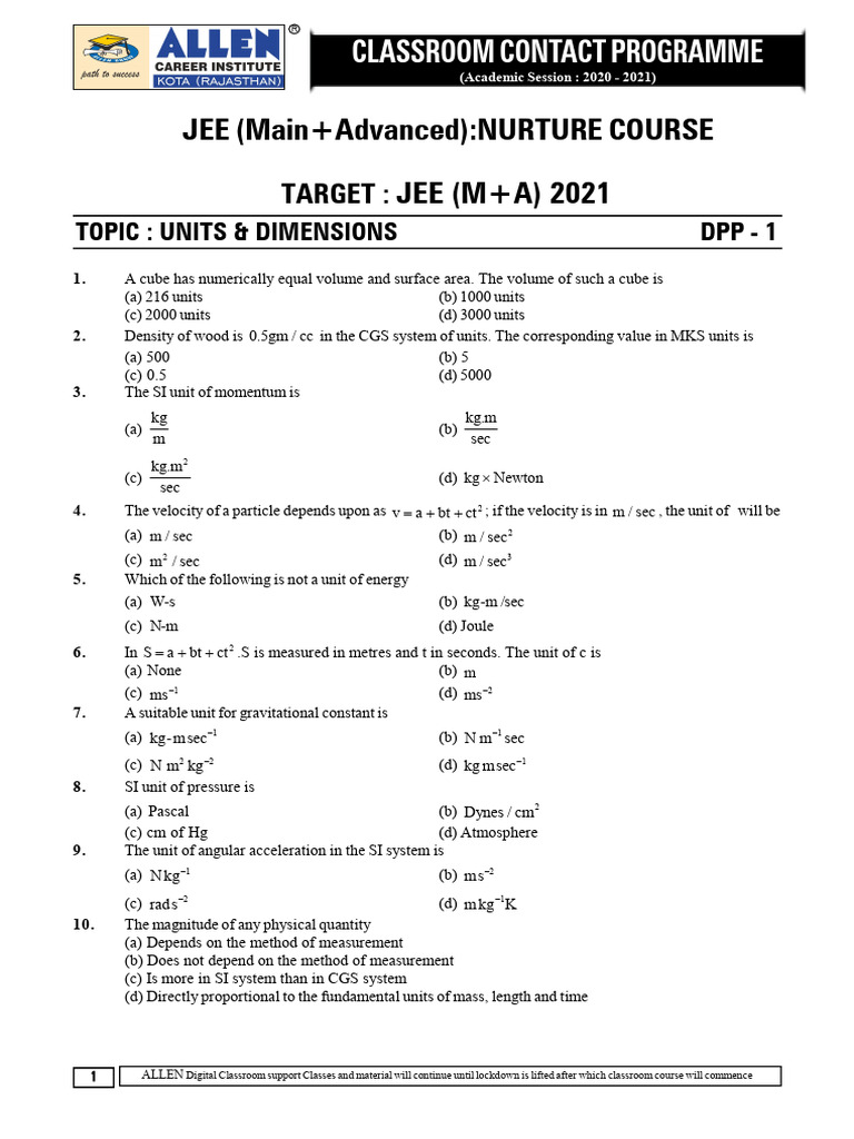 DPP-1 - Iit-Unit and Dimensions | PDF
