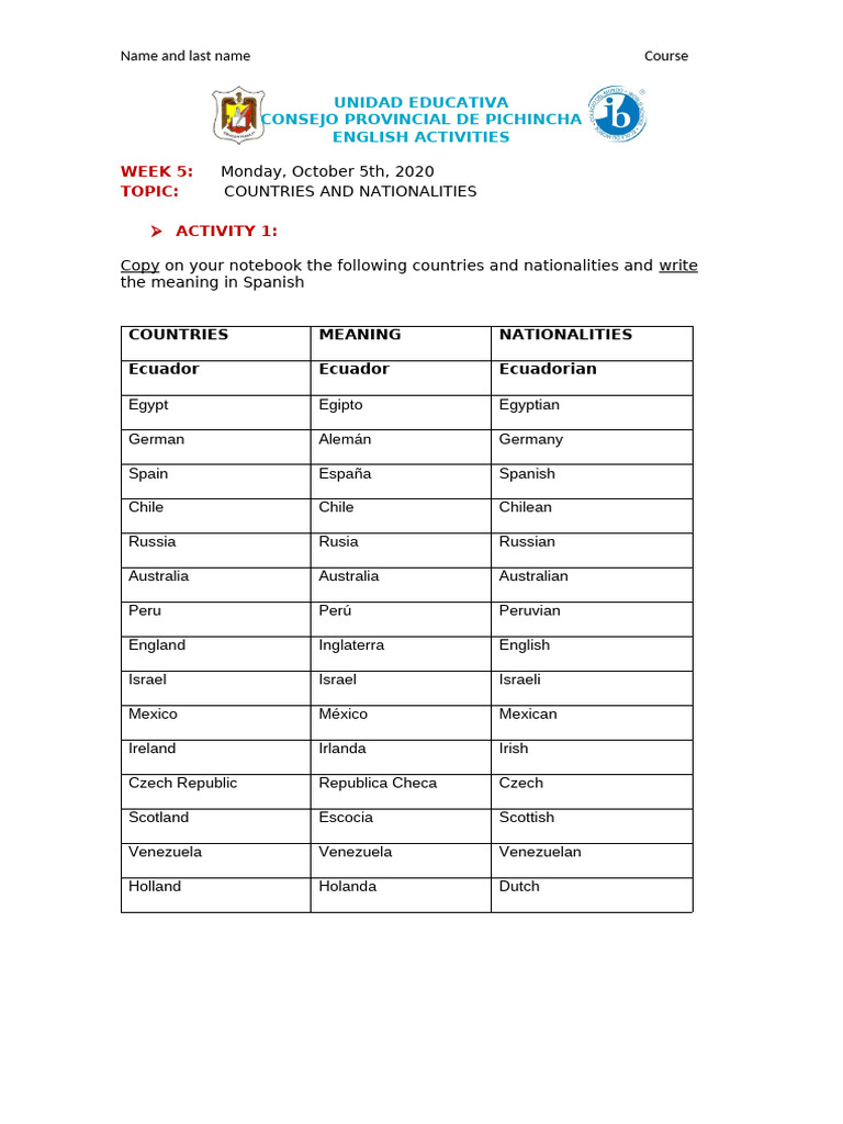 Week 5 Activities | PDF