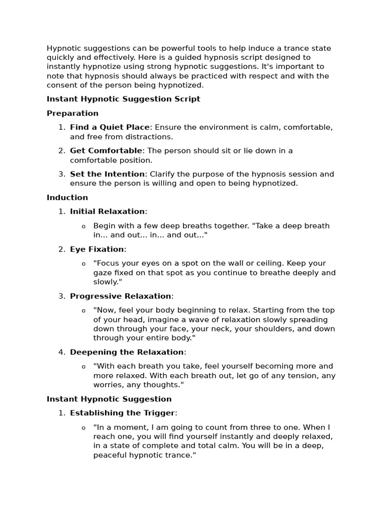 Hypnotic Suggestions Can Be Powerful Tools To Help Induce A Trance ...