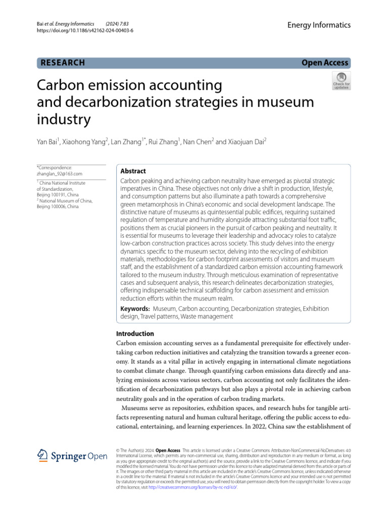 Carbon Emission Accounting and Decarbonization Strategies in Museum Industry | PDF