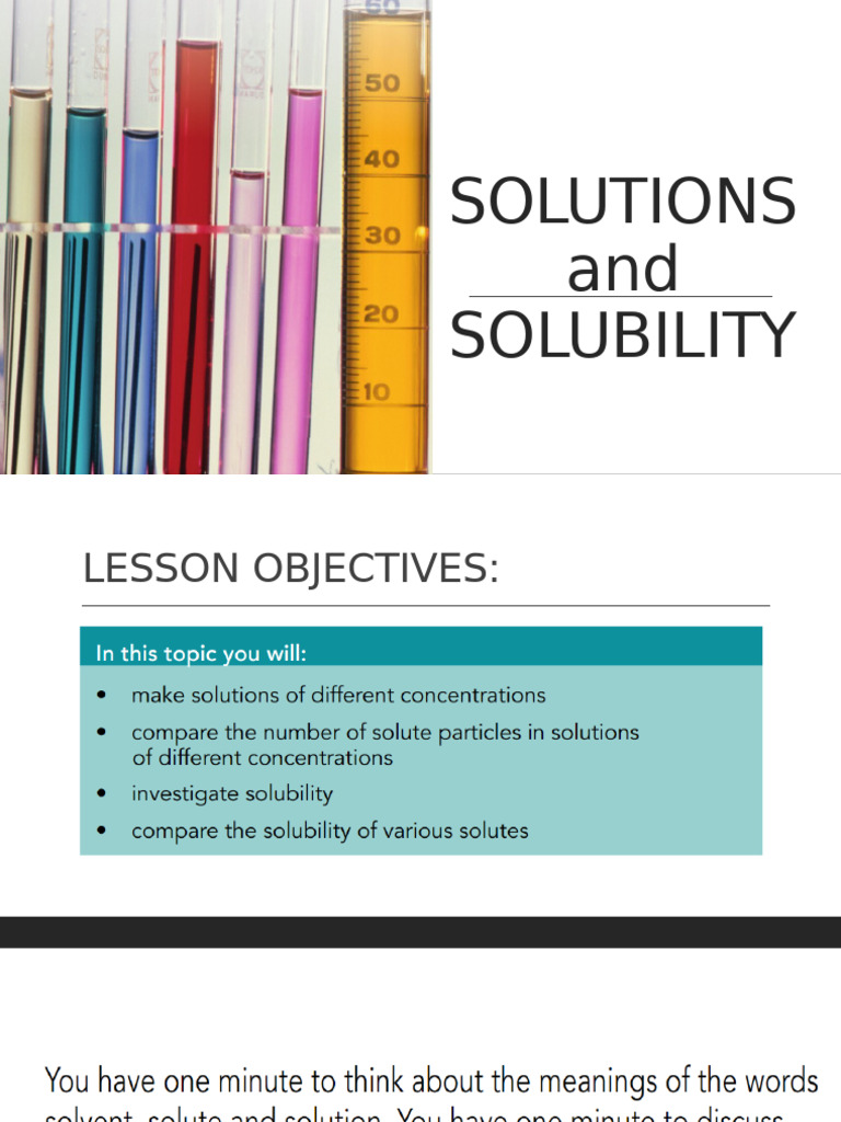 Solutions and Solubility | PDF