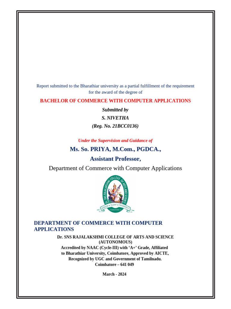 Project Front Sheet Nivi-1 | PDF