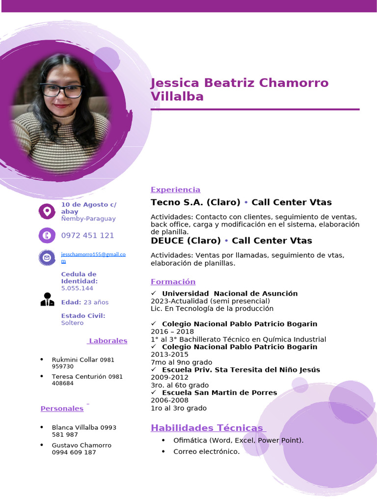 CV Jessica Chamorro | PDF