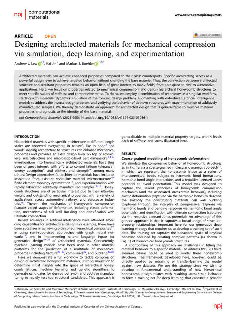 Designing Architected Materials For Mechanical Compression Via Simulation | PDF