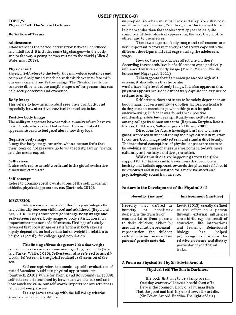 USELF Week 6-8 | PDF