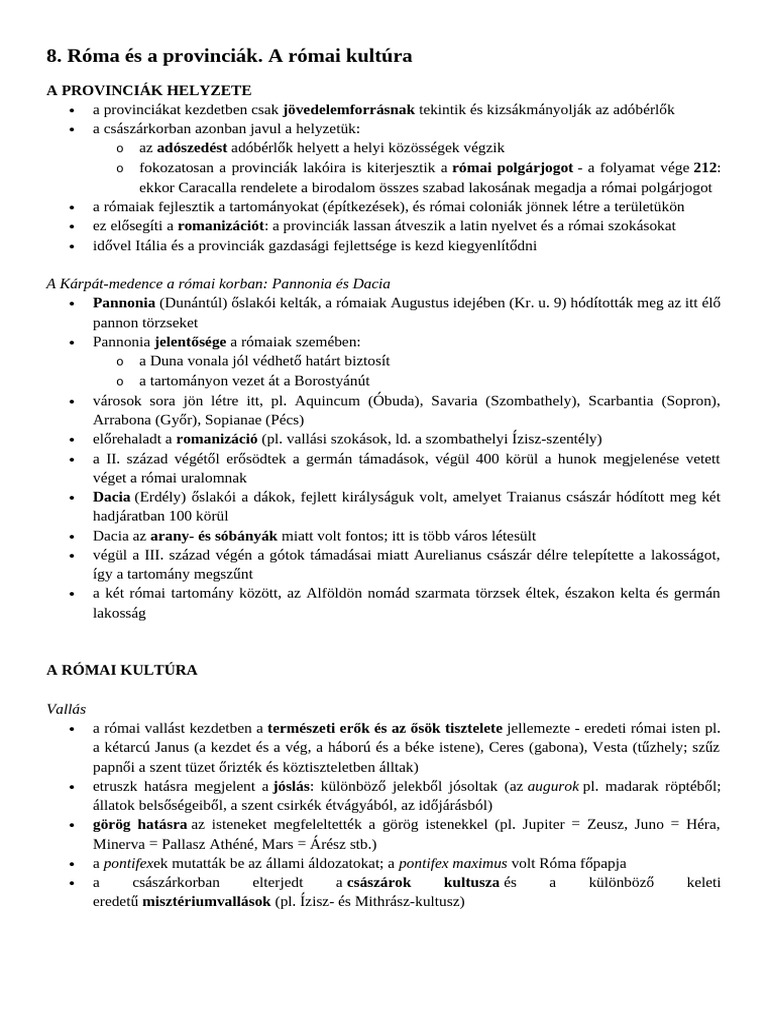 Róma És A Provinciák. A Római Kultúra | PDF