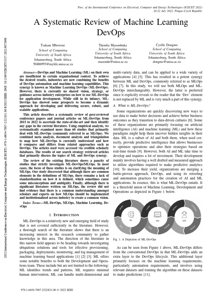 A Systematic Review Of Machine Learning Devops Pdf