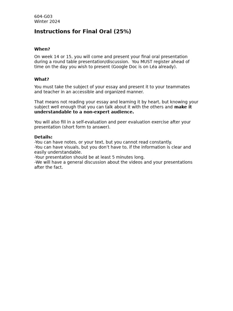 Instructions - For - Final - Oral 2 | PDF