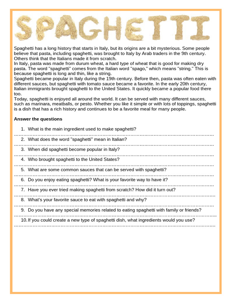 Easy Reading Spaghetti - English | PDF