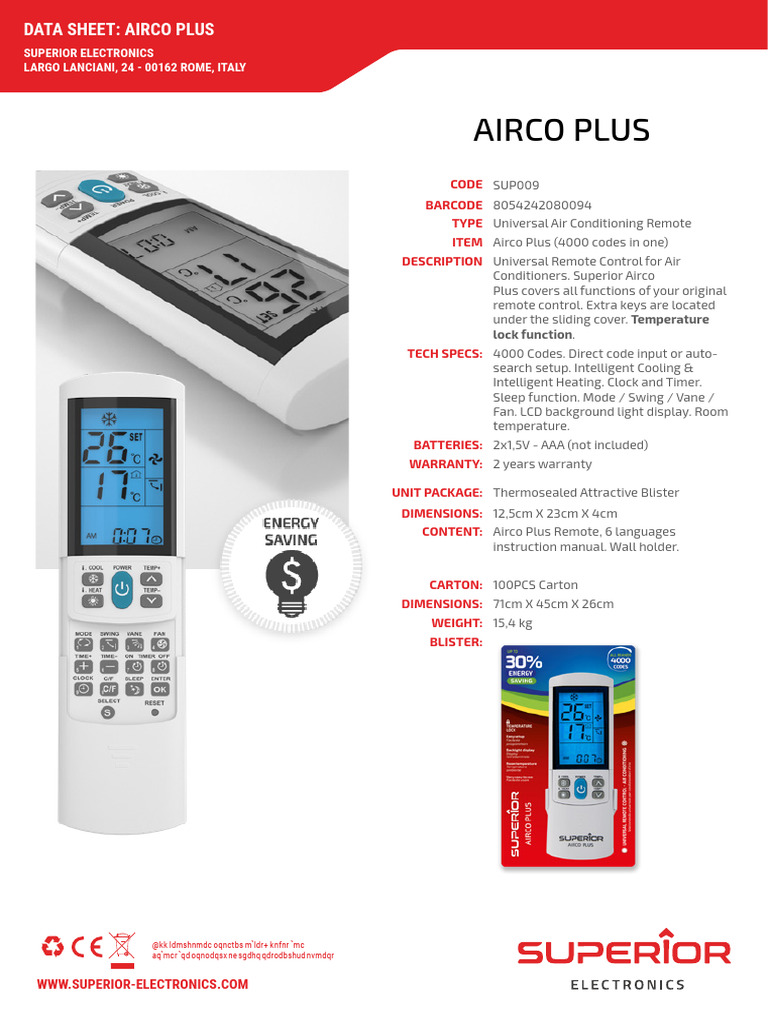 Airco Plus Data Sheet en | PDF