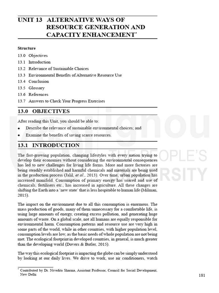 Unit-13 Alternative Ways of Resource Generation and Capacity ...