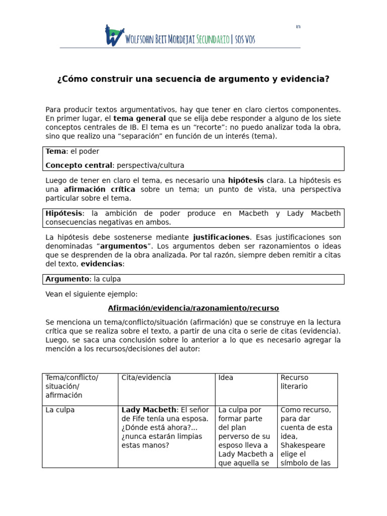 Cómo Construir Una Secuencia de Argumento y Evidencia | PDF