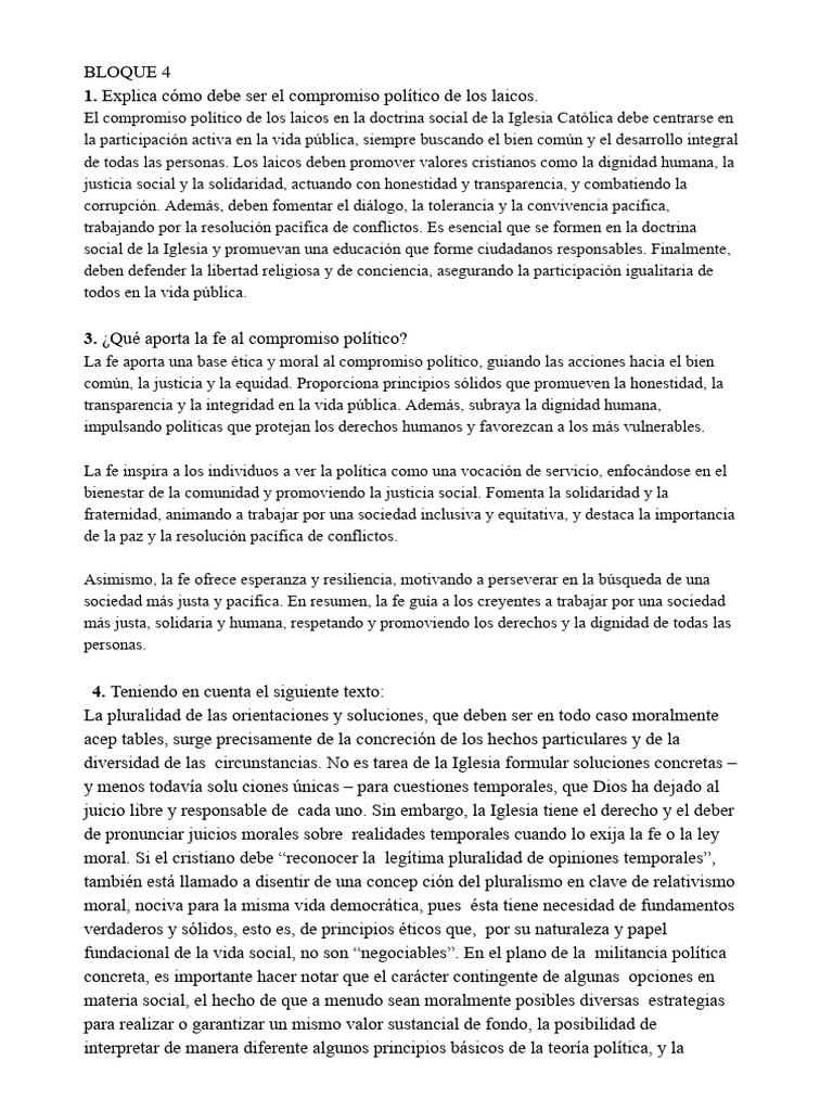 Compromiso Político Laico y Fe Católica | PDF | Igualdad social | Moralidad