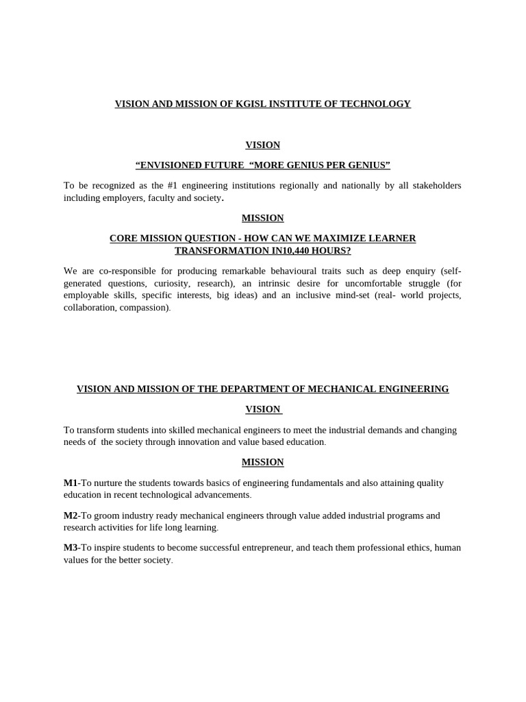 Vision and Mission of The Department For Students Record | PDF | Business
