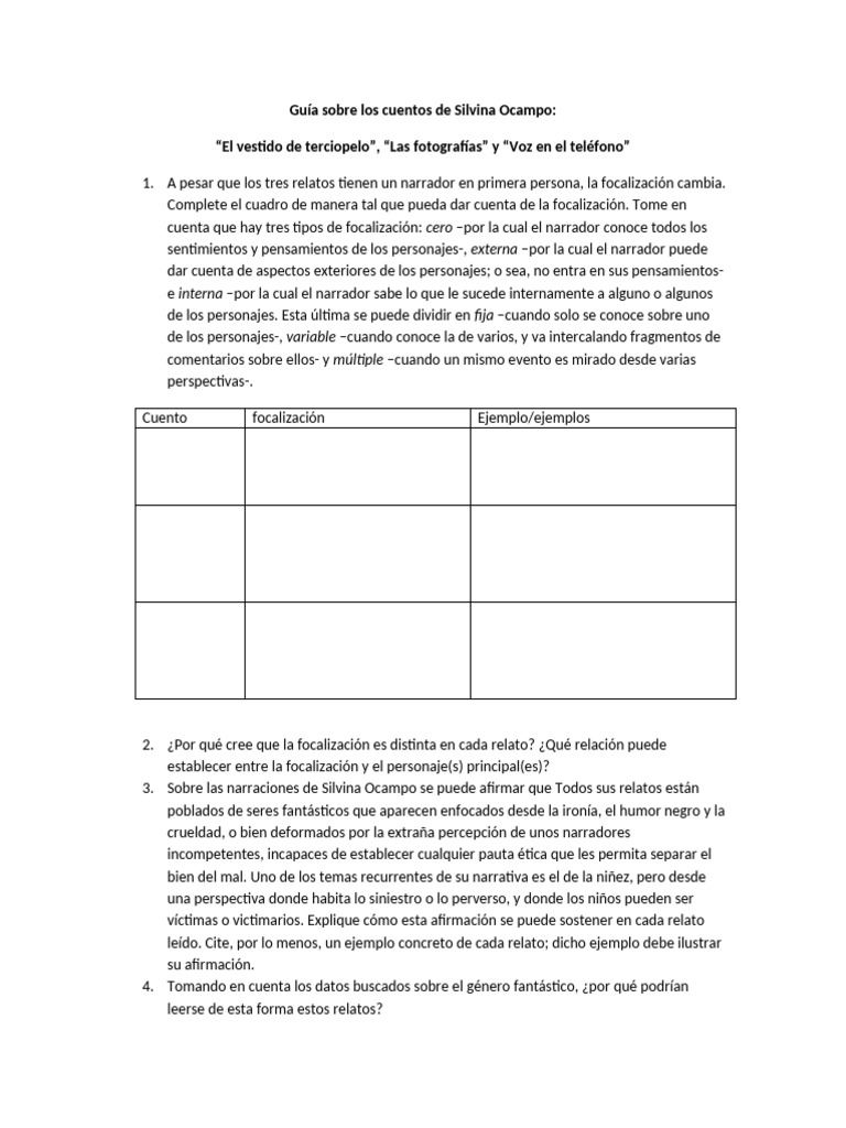 Guía Sobre Los Cuentos de Silvina Ocampo | PDF