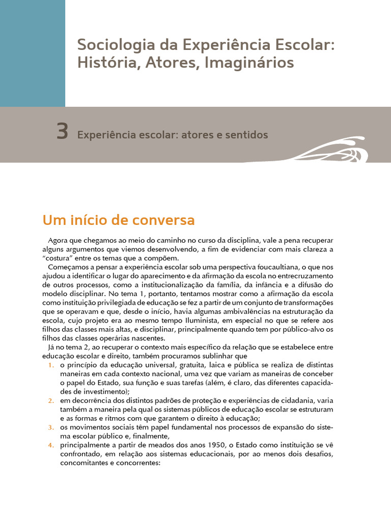 SociologiaExperienciaEscolar Tema3 | PDF