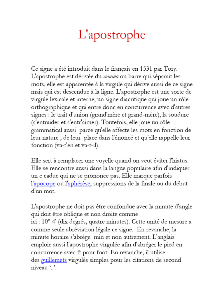 L'APOSTROPHE | PDF