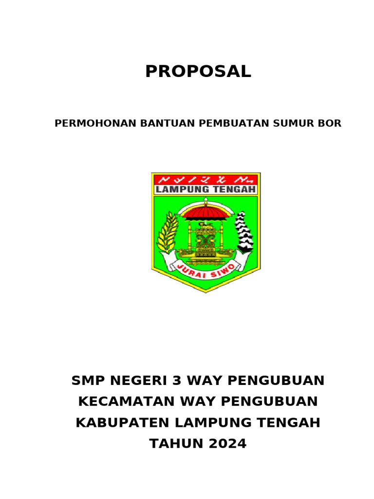 Proposal Bantuan Sumur Bor SMP | PDF