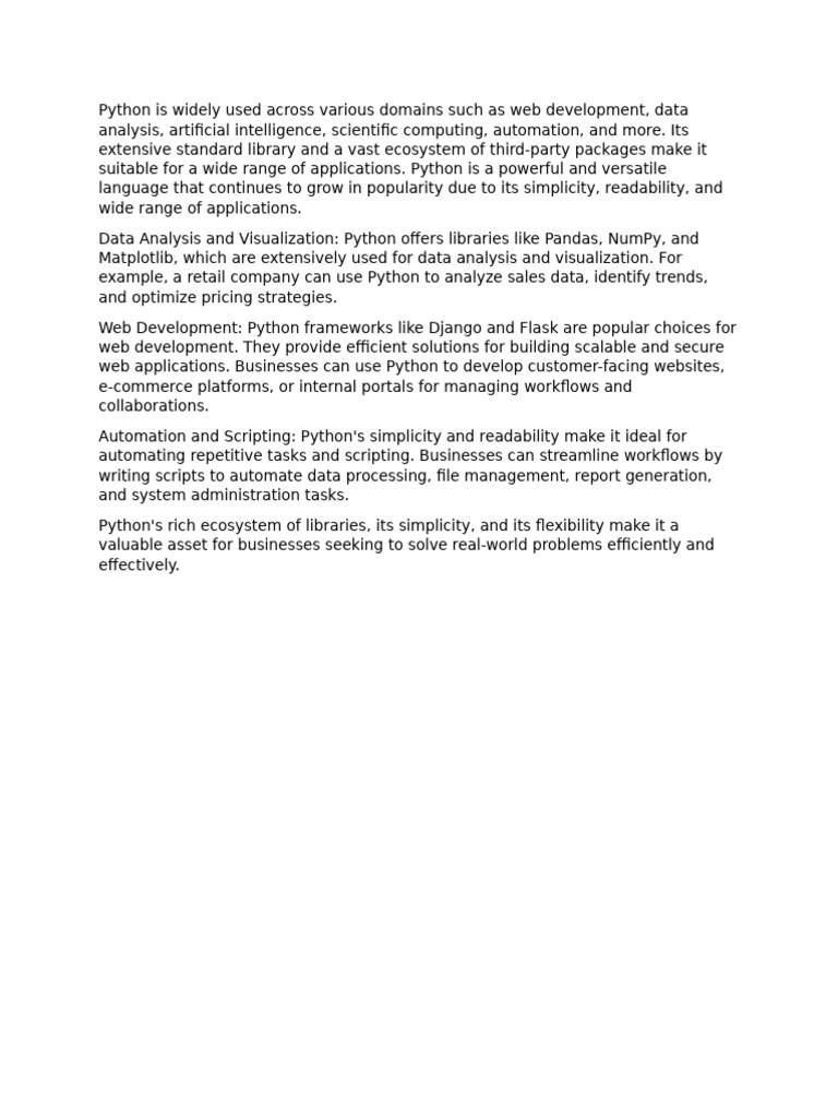 Python Is Widely Used Across Various Domains Such As Web Development | PDF