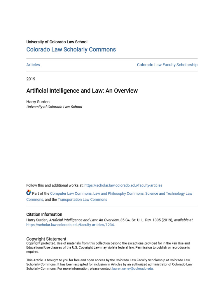 Artificial Intelligence and Law - An Overview | PDF | Machine Learning ...