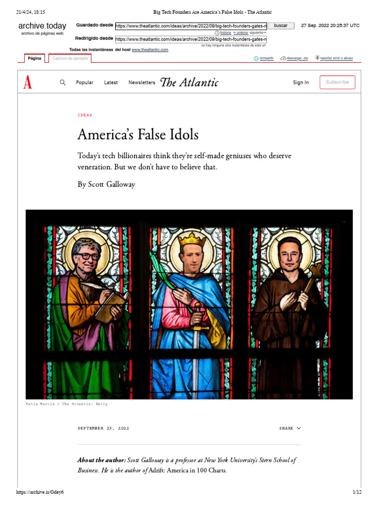 Big Tech Founders Are America's False Idols - The Atlantic | PDF