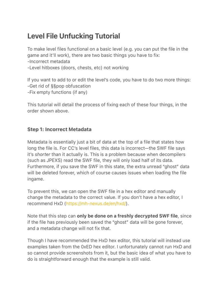 Level File Unfucking Tutorial | PDF