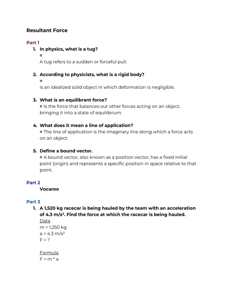 HW5 - Resultant Force | PDF