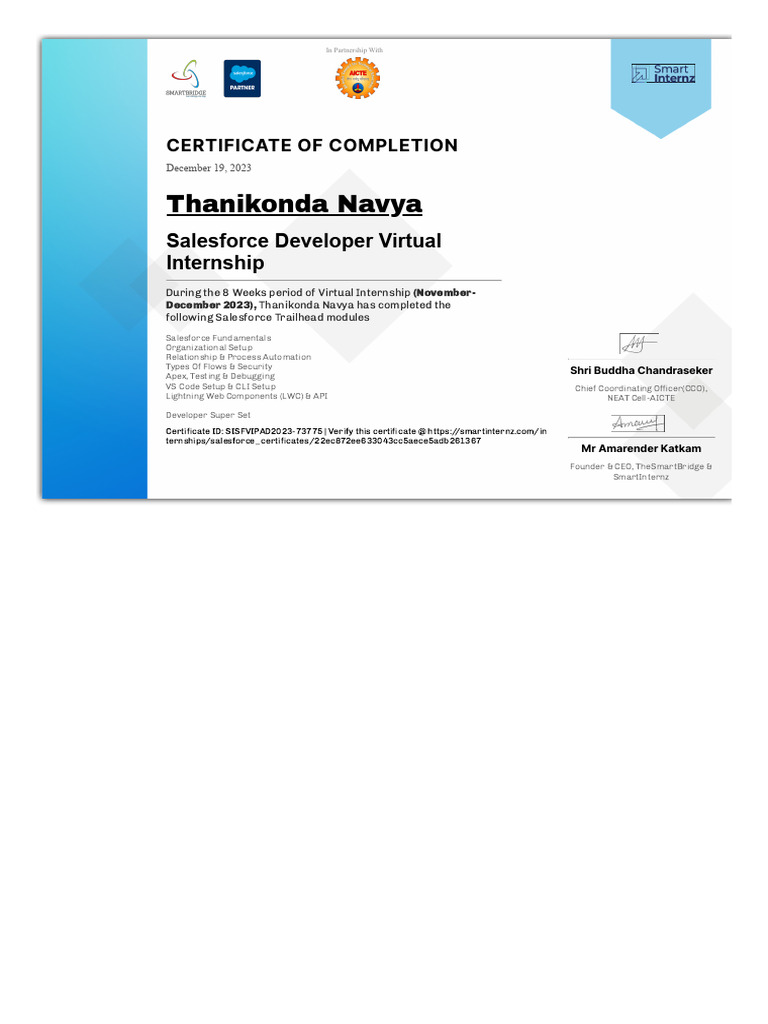 Salesforce Certificate | PDF