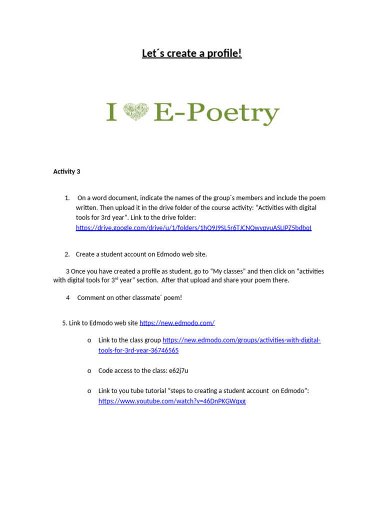 Activity 3 Create A Profile and Share A Poem | PDF