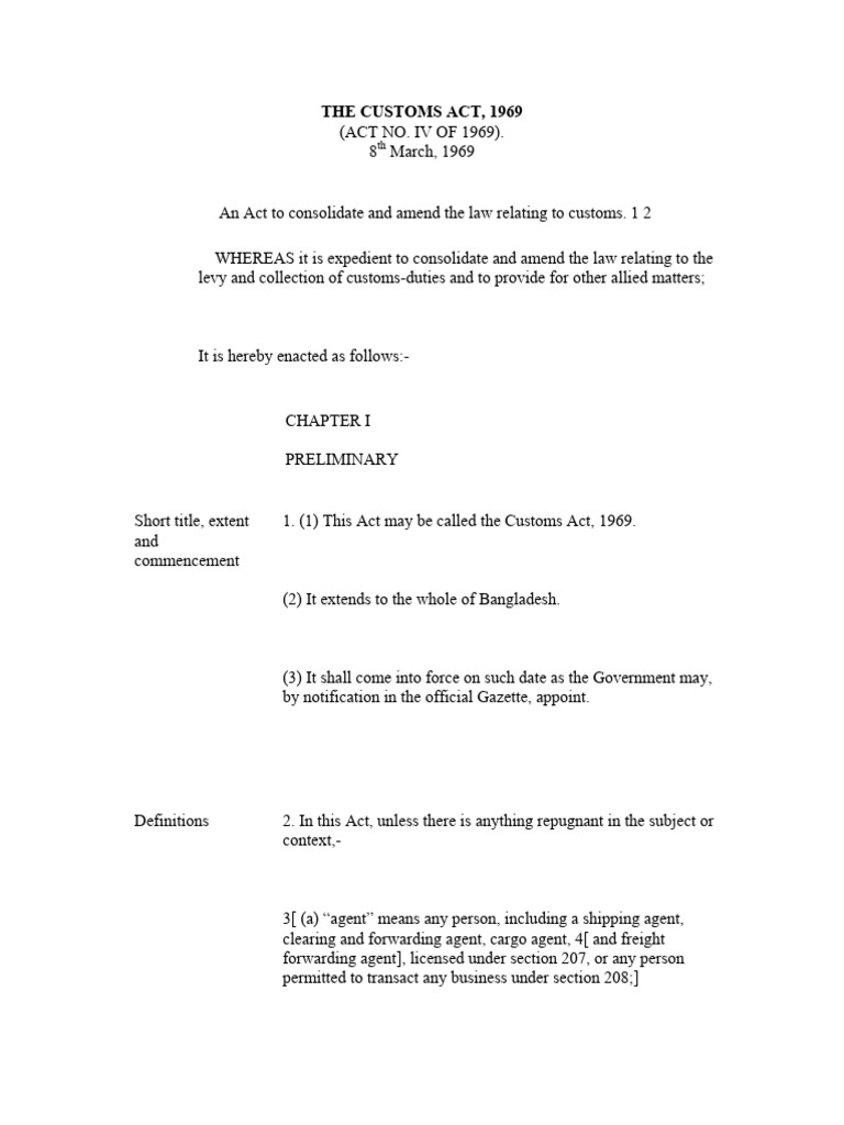 Custom Act-1969 | PDF