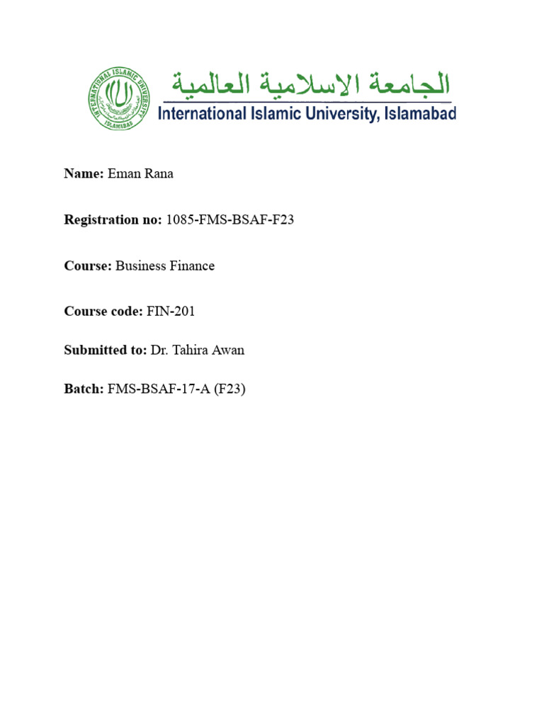 Business Finance Assignment No1 | PDF | Derivative (Finance) | Finance ...
