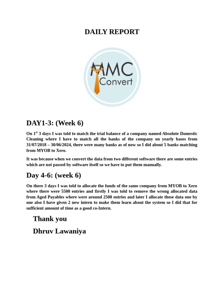 Weekly Report Week 6 | PDF