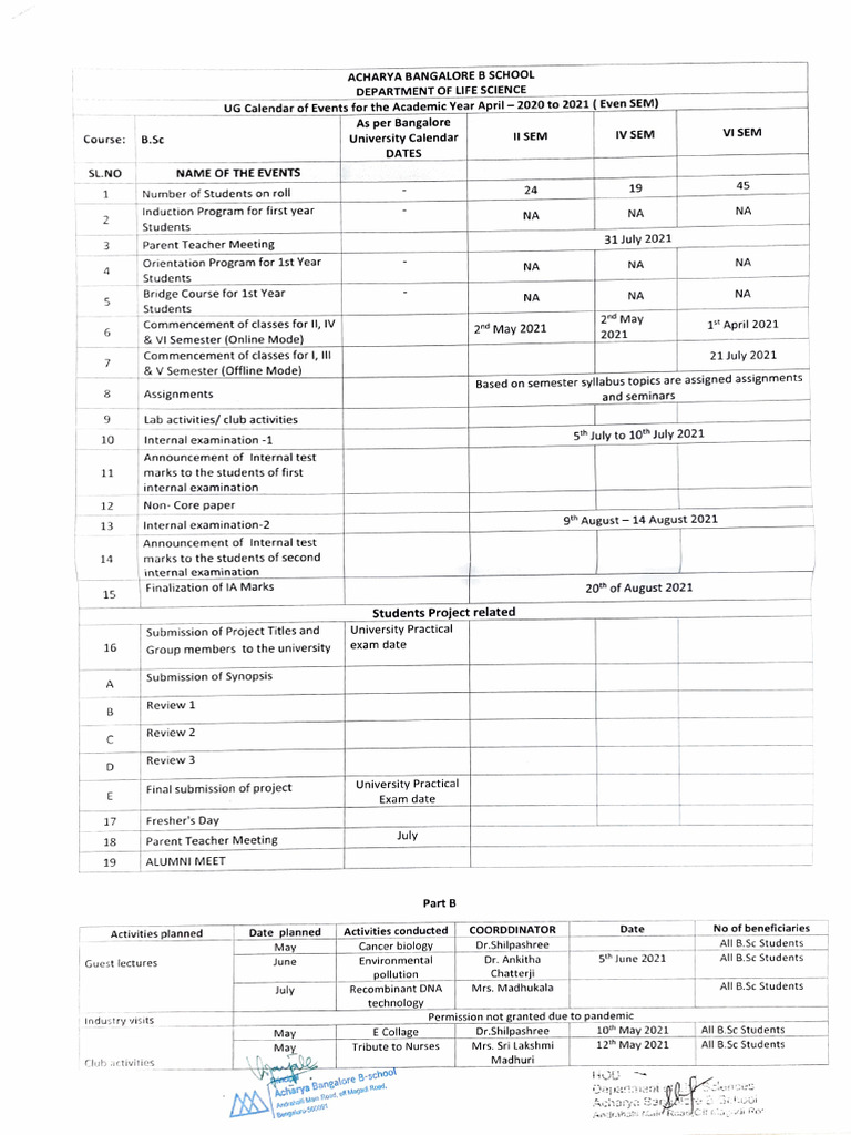 UG Calendar of Events | PDF