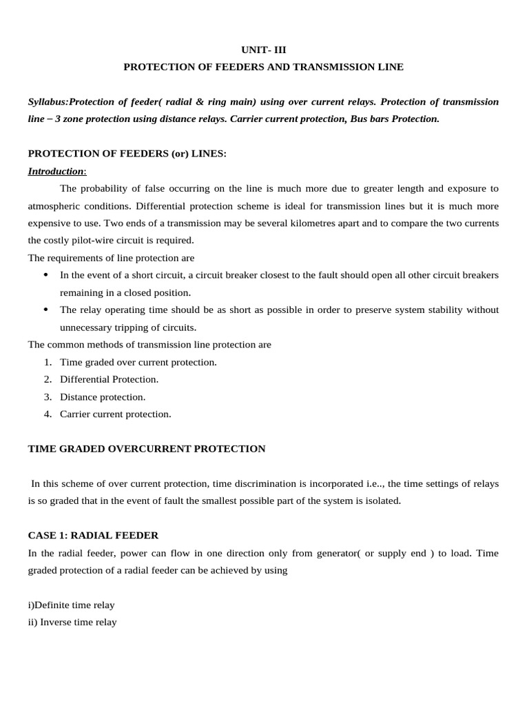 Unit Iii PSP | PDF | Transformer | Relay