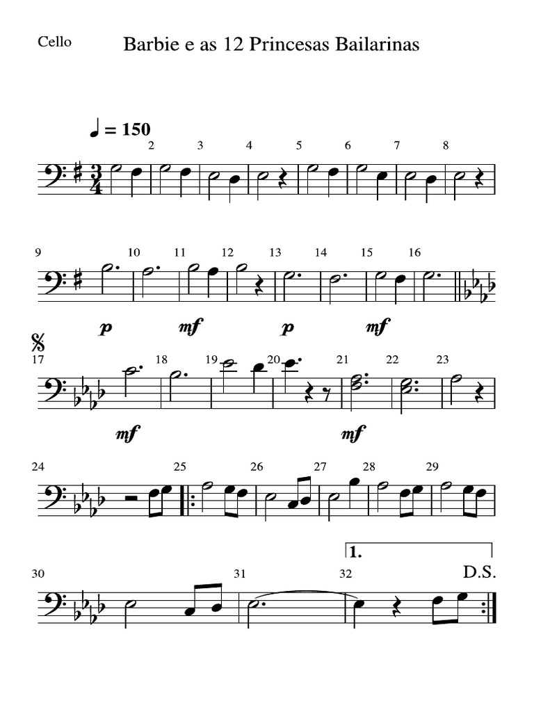 Barbie e As 12 Princesas Bailarinas - Cello | PDF