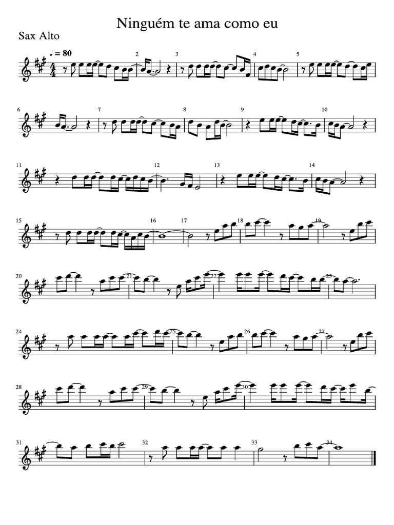Ninguém Te Ama Como Eu - Sax Alto | PDF
