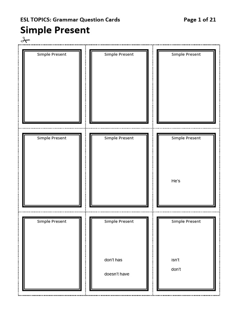 Around Town Grammar Cards | PDF