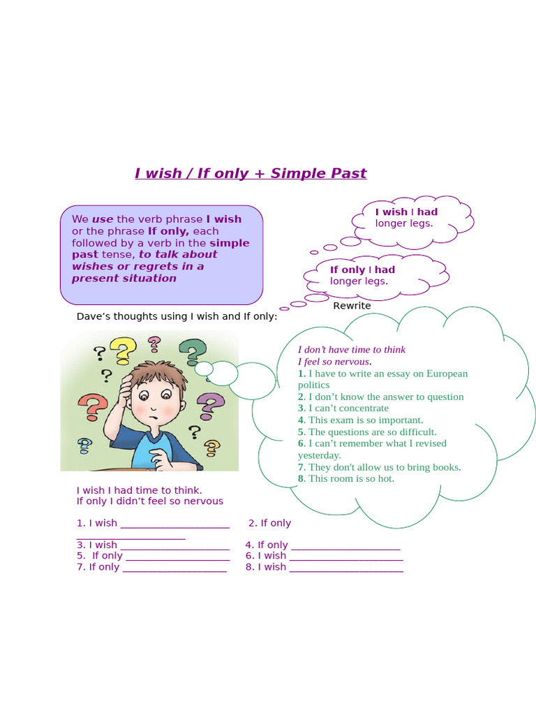 I Wish If Only + Simple Past | PDF