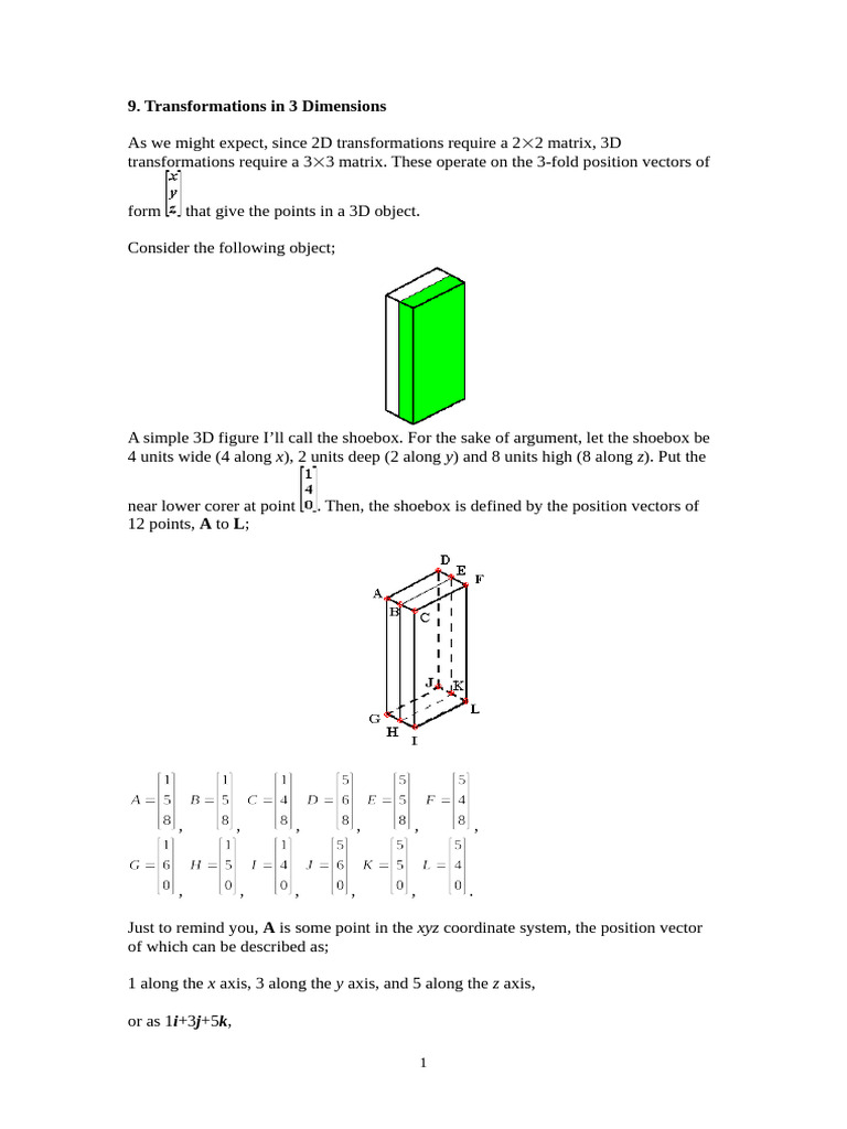 Super 3d Transformations Pdf Cartesian Coordinate System Rotation