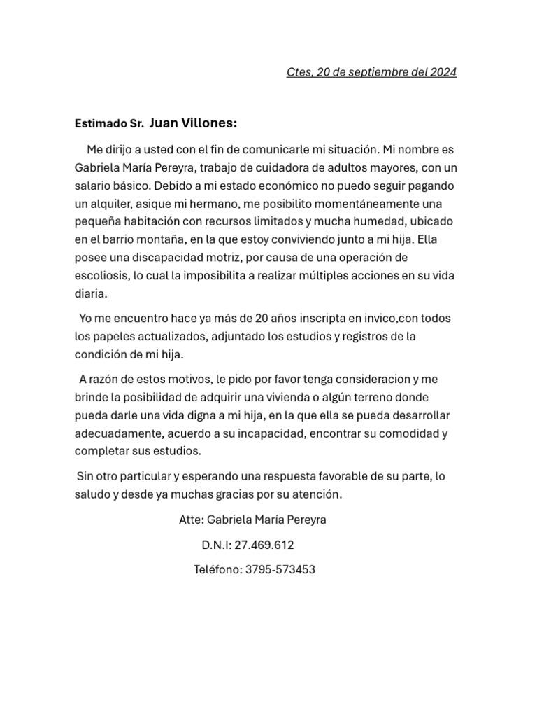 Juan Villones:: Estimado SR | PDF