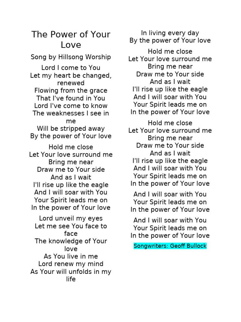 Power of Your Love Lyrics | PDF