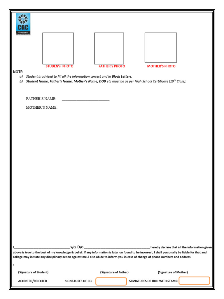 Registration Form CGC | PDF