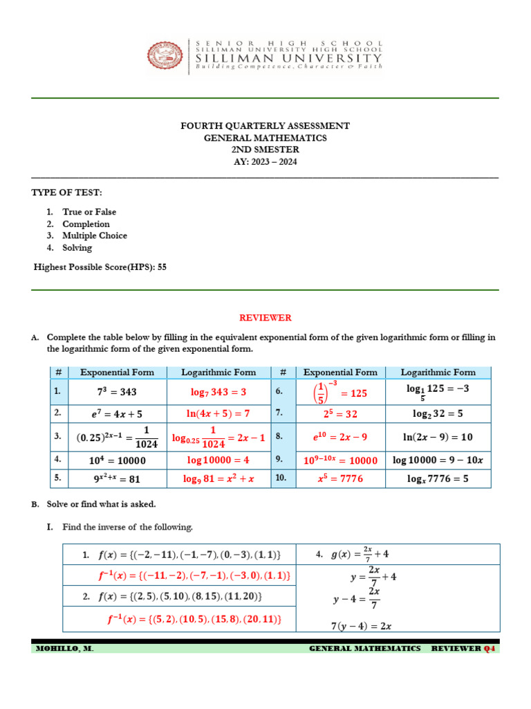 Ak-Genmath-Reviewer-4th Qa | PDF