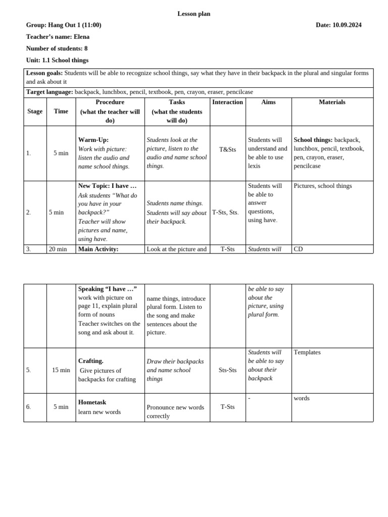 Lesson Plan HG 10.09 | PDF