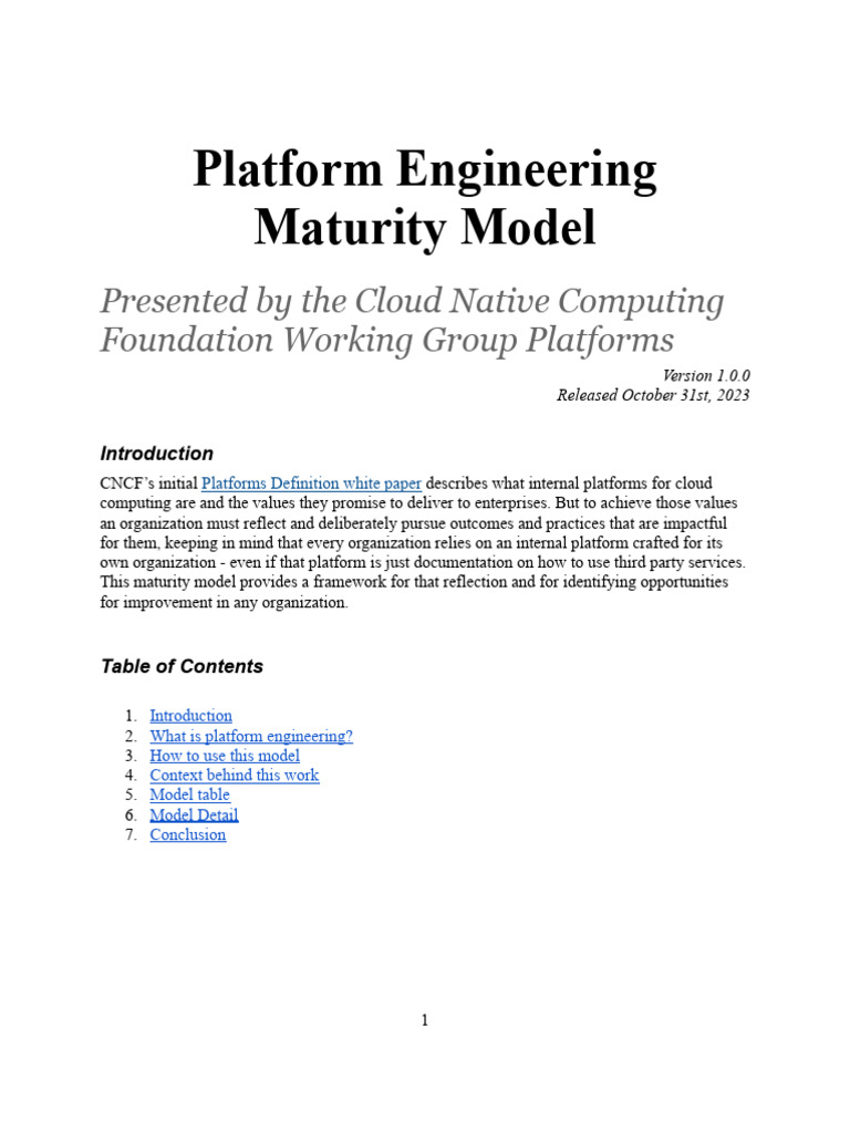 Platform Eng Maturity Model v1.0 | PDF