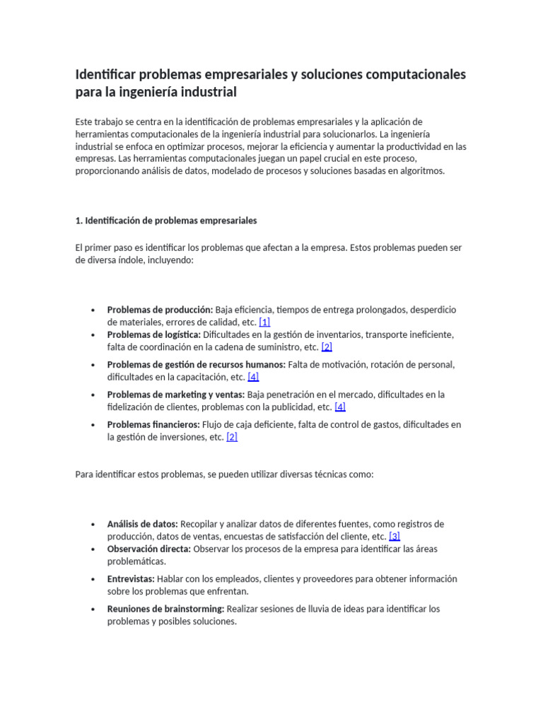 Identificar Problemas Empresariales y Soluciones Computacionales para ...