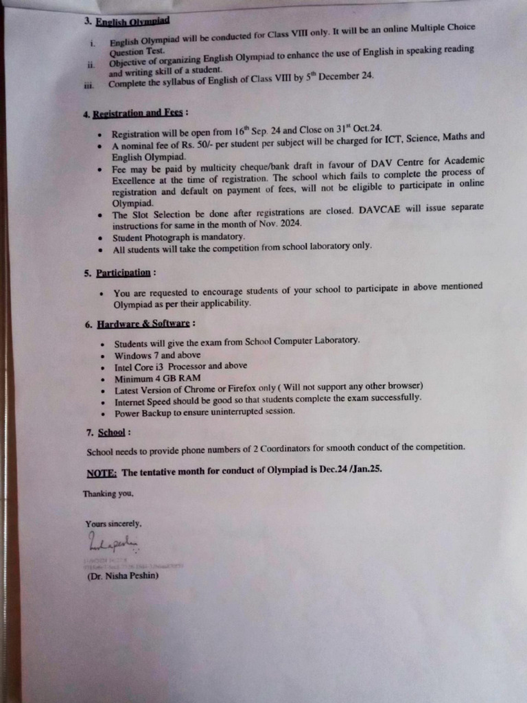 Circular Regarding ICT, General Science, Maths, English | PDF