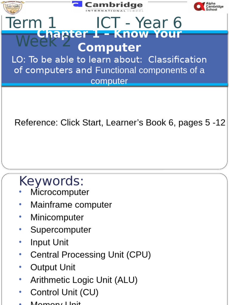 Chapter 1 - Know Your Computer: Term 1 ICT - Year 6 Week 2 | PDF | Byte | Random Access Memory