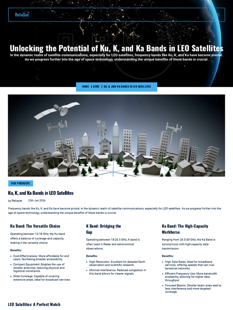 Ku, K, and Ka Bands in LEO Satellites - Reliasat | PDF