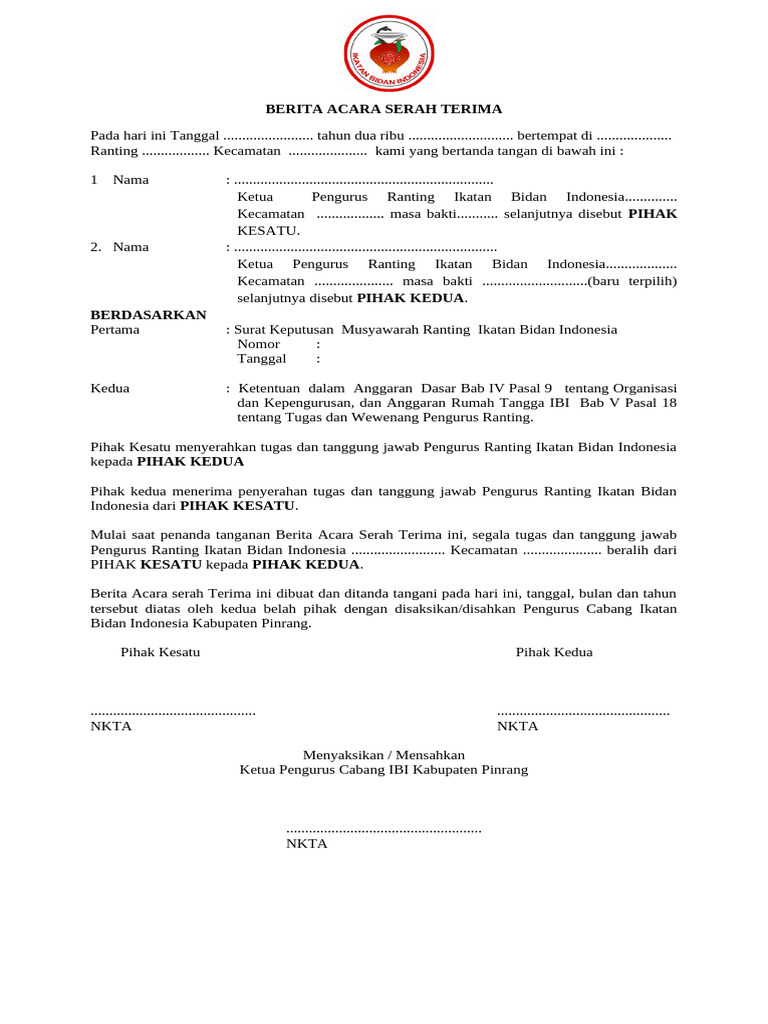 Berita Acara Serah Terima Musran | PDF